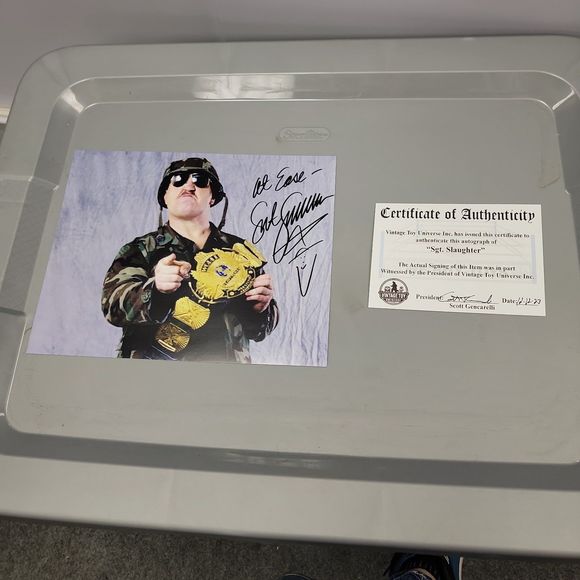 WWE | Toys | Autographed Sgt Slaughter With Title Belt Photo With Coa ...